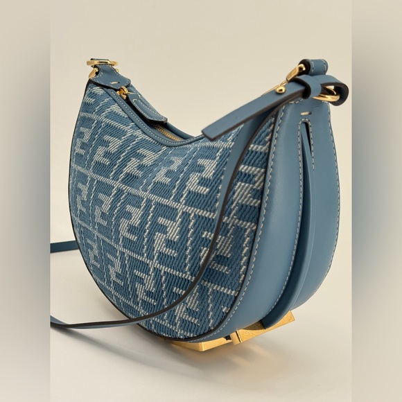 Bags | Fendi Fendigraphy Blue Hobo Shoulder Bag | Poshmark